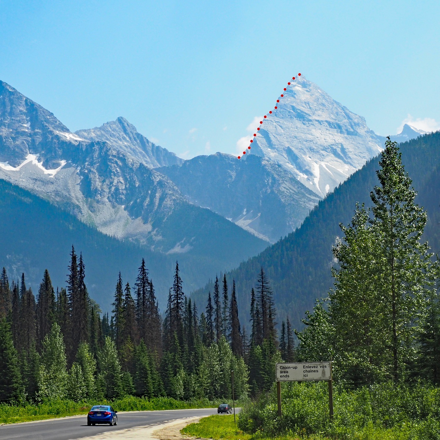 Mt Sir Donald NW Ridge, 7,500' above the Trans-Canada Highway