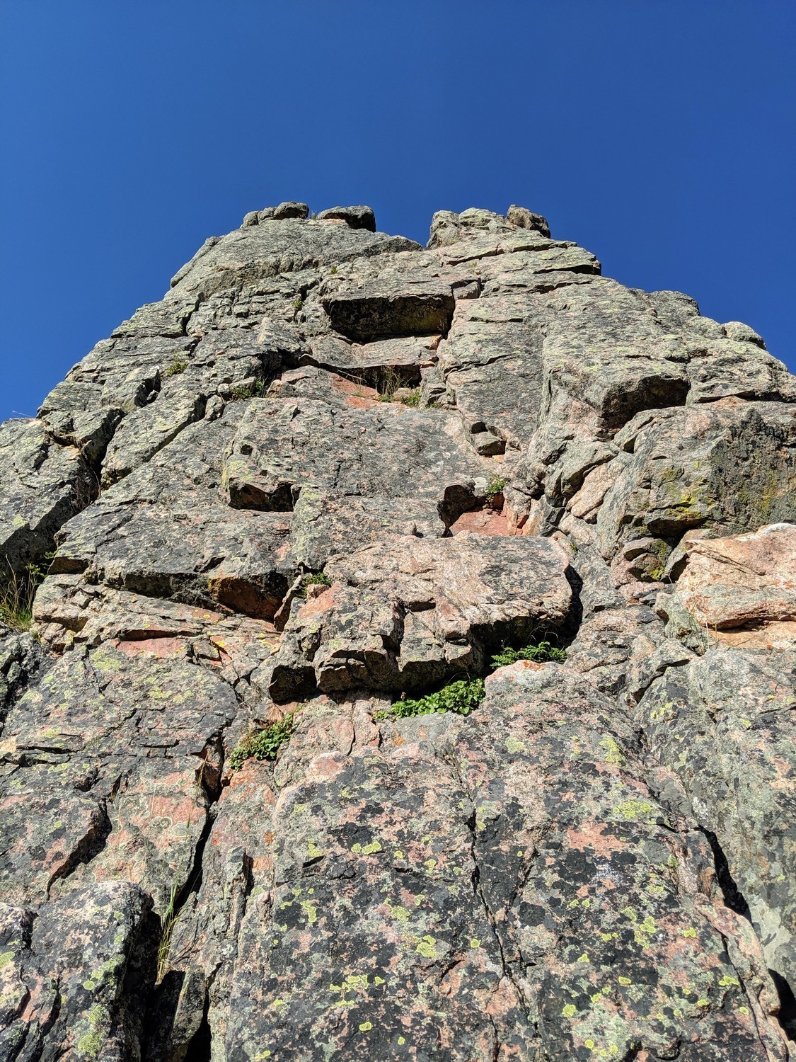 The first of many faces on pitch 3 separated by massive stair step ledges
