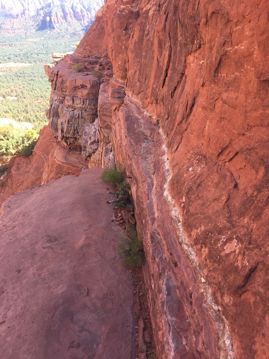 Looking back at the limestone shelf. Note the drilled angle in wall.