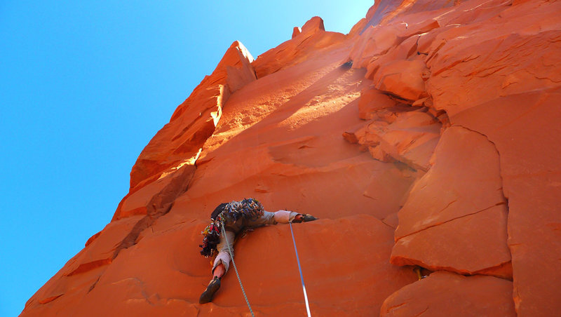 Rock Climb Monitor Butte, The Plunge, Southeast Utah