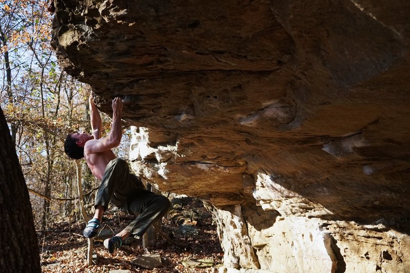 Climbing in Dam Boulders, Northwest Arkansas (NWA) Region