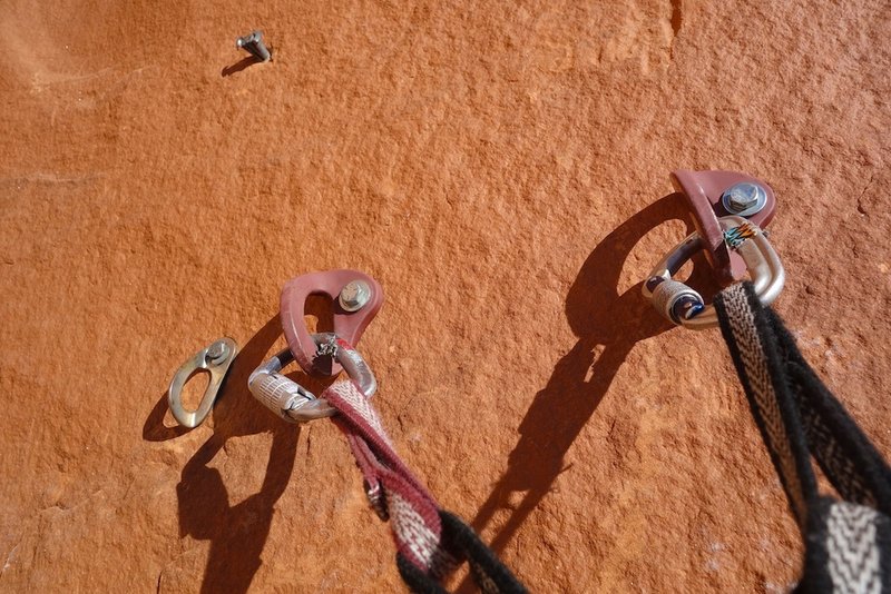 Metolius rap bolts at the top of Pitch 1. Rap here or continue on for ...