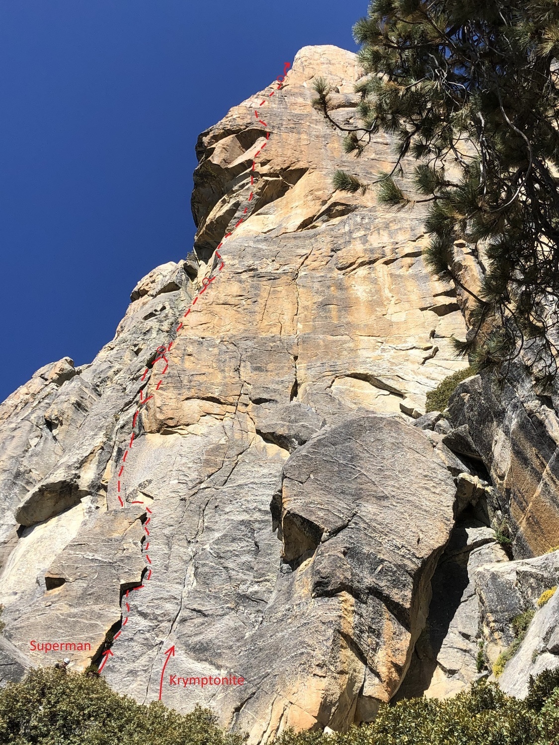 Route overlay showing belay stations.