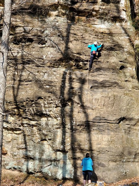 Rock Climbing in Devils Standtable Area, Giant City State Park