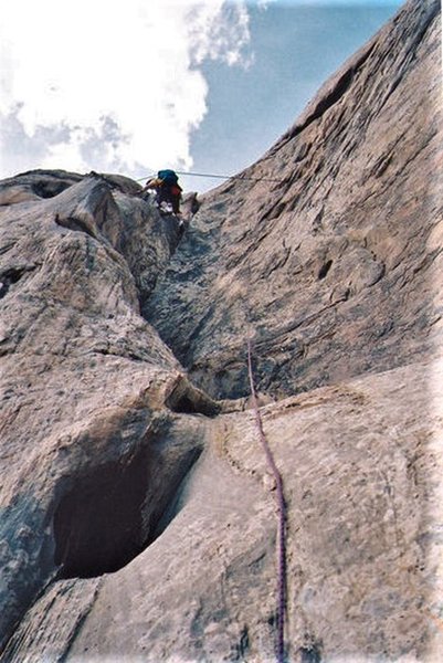 Second pitch ... It was just above the climber where Ross fell about 40 ...