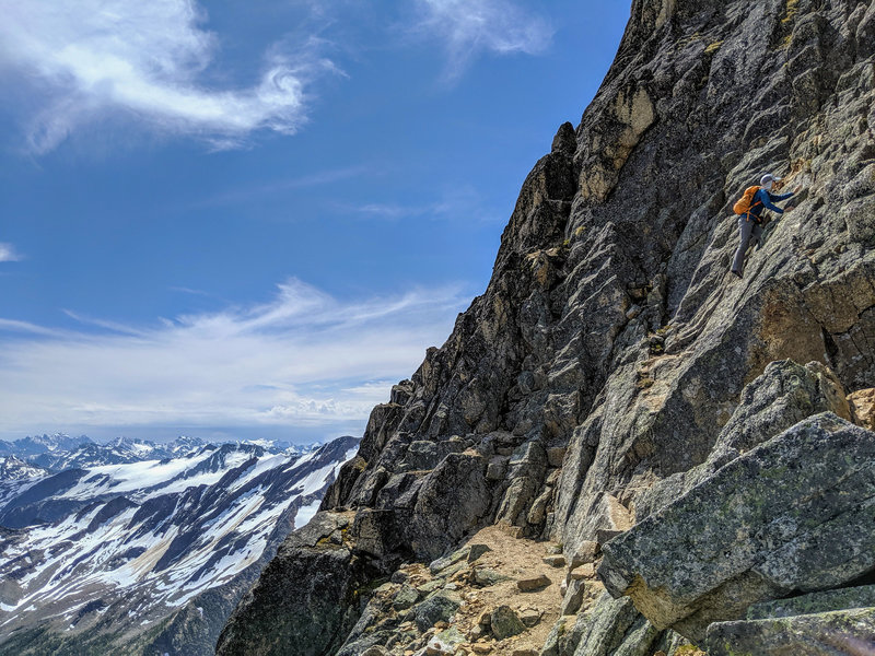 Final, 5th class, scramble to the summit of Eastpost Spire.