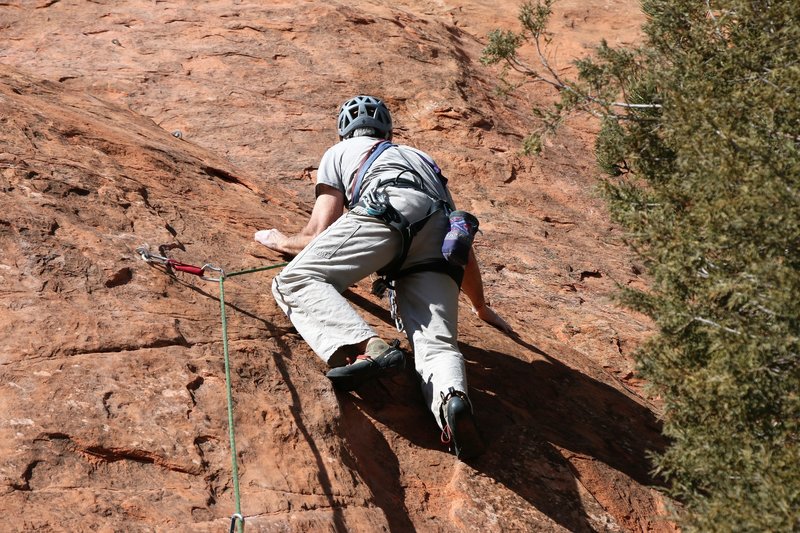 Photo 3 (right): now step right to foothold and move up. You can ...