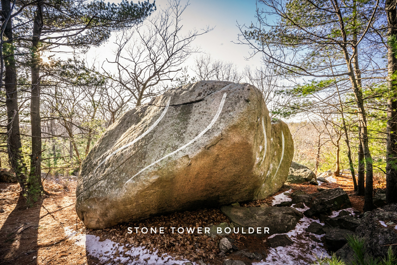 A photo of the Stone Tower Boulder facing the massive overhang. From ...