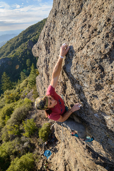 Sam Trimboli on FA of Lunar Eclipse. This photo shows the option of the ...