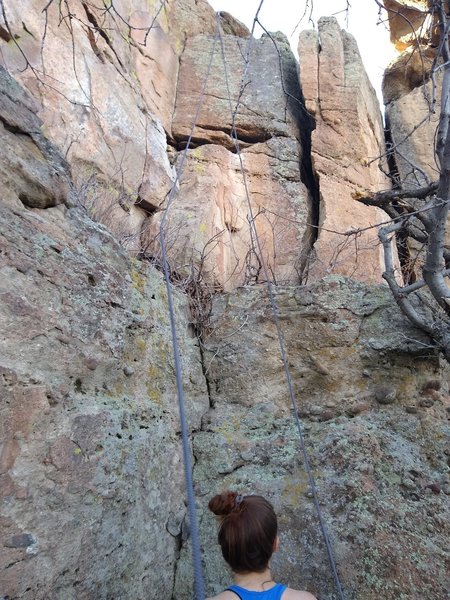 Corona Crack climbs the pictured offwidth.