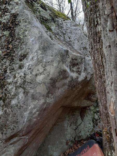 Climbing in Bob Ross Boulder, CT Bouldering