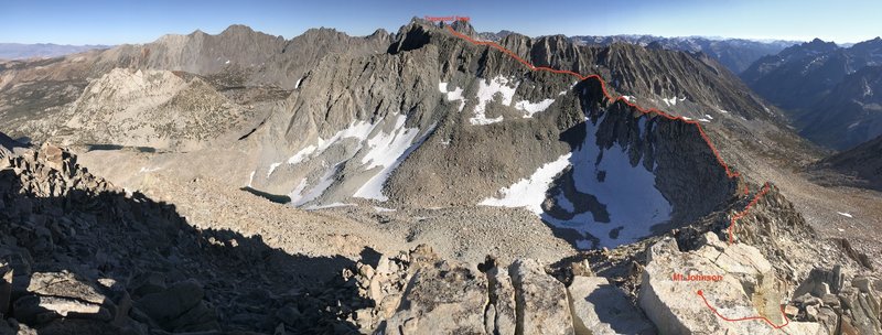 Looking back at Trapezoid Peak from the summit Mt Johnson.