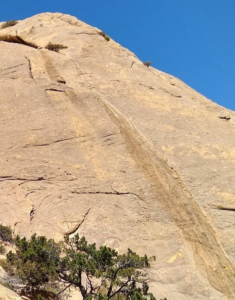 Photo showing the "fat crack" just to the left of "The Stain" and the ...