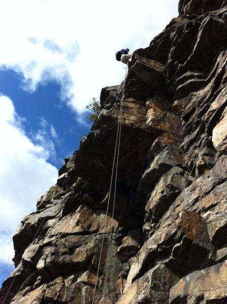 15 feet to the left (when facing out from cliff) of where the main ...