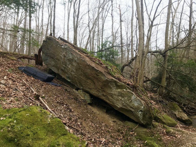 Climbing in The Big Easy Boulder, Eastern Ohio