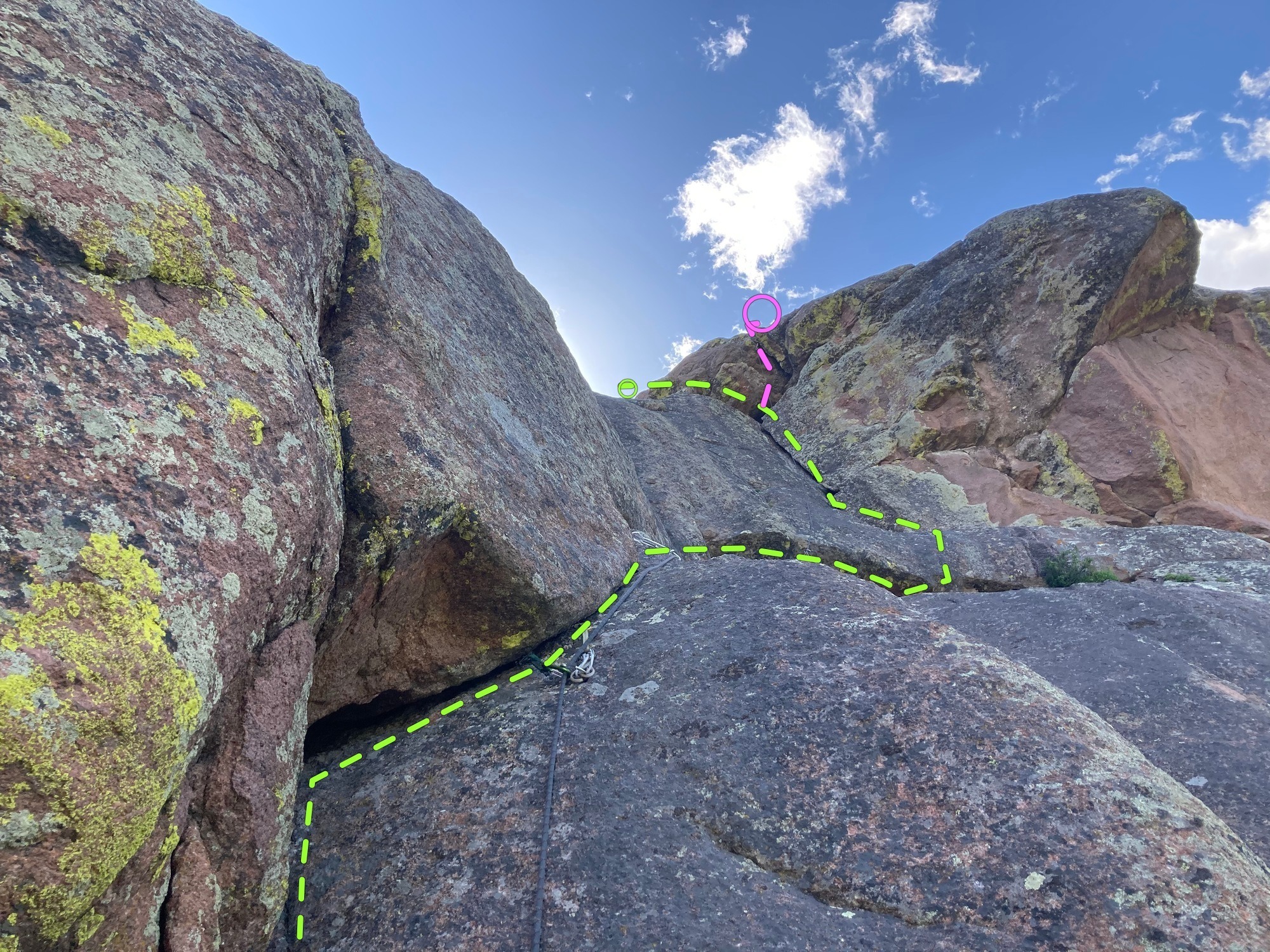 Looking up the upper pitch of Arch Dihedral. Standard route shown in ...