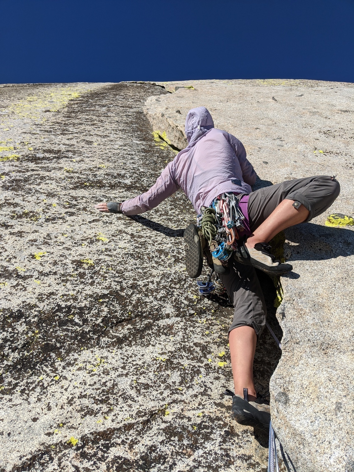 for the last pitch we climbed the beautiful flake which you can see a ...