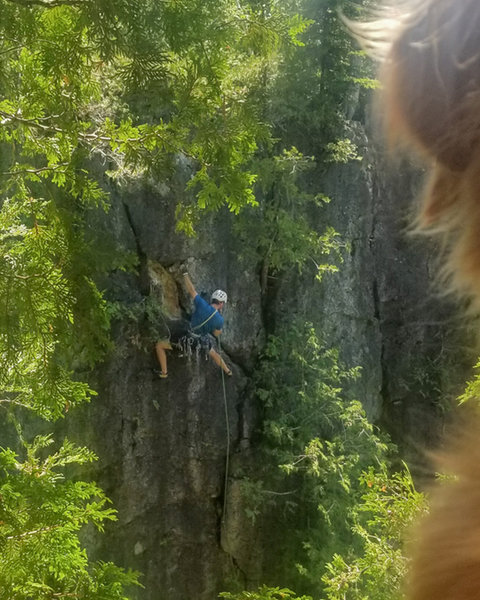 Rock Climbing in Gully Area, Ontario