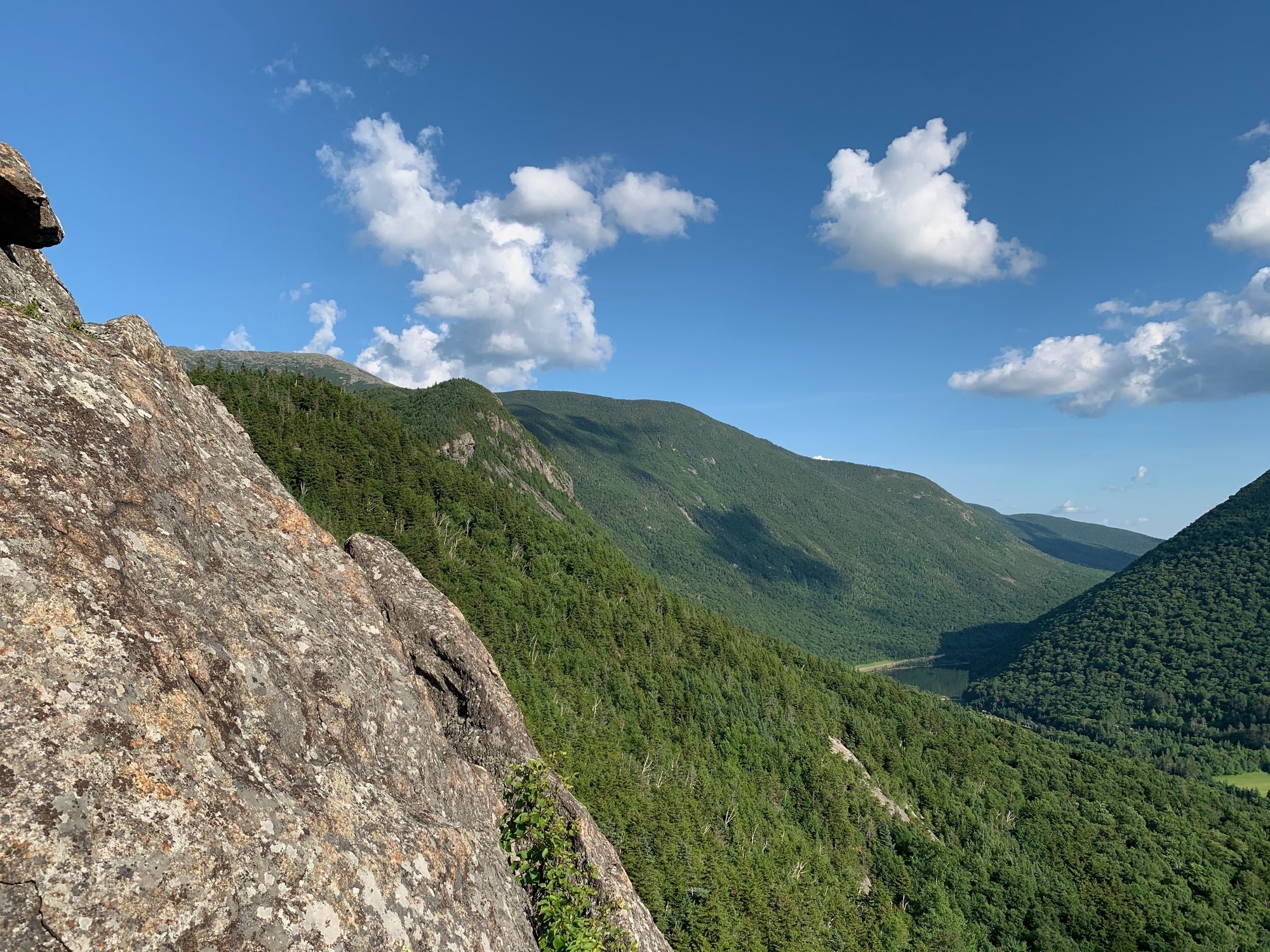 Looking down Franconia Notch from Profile Cliff top (base of Cannon on ...
