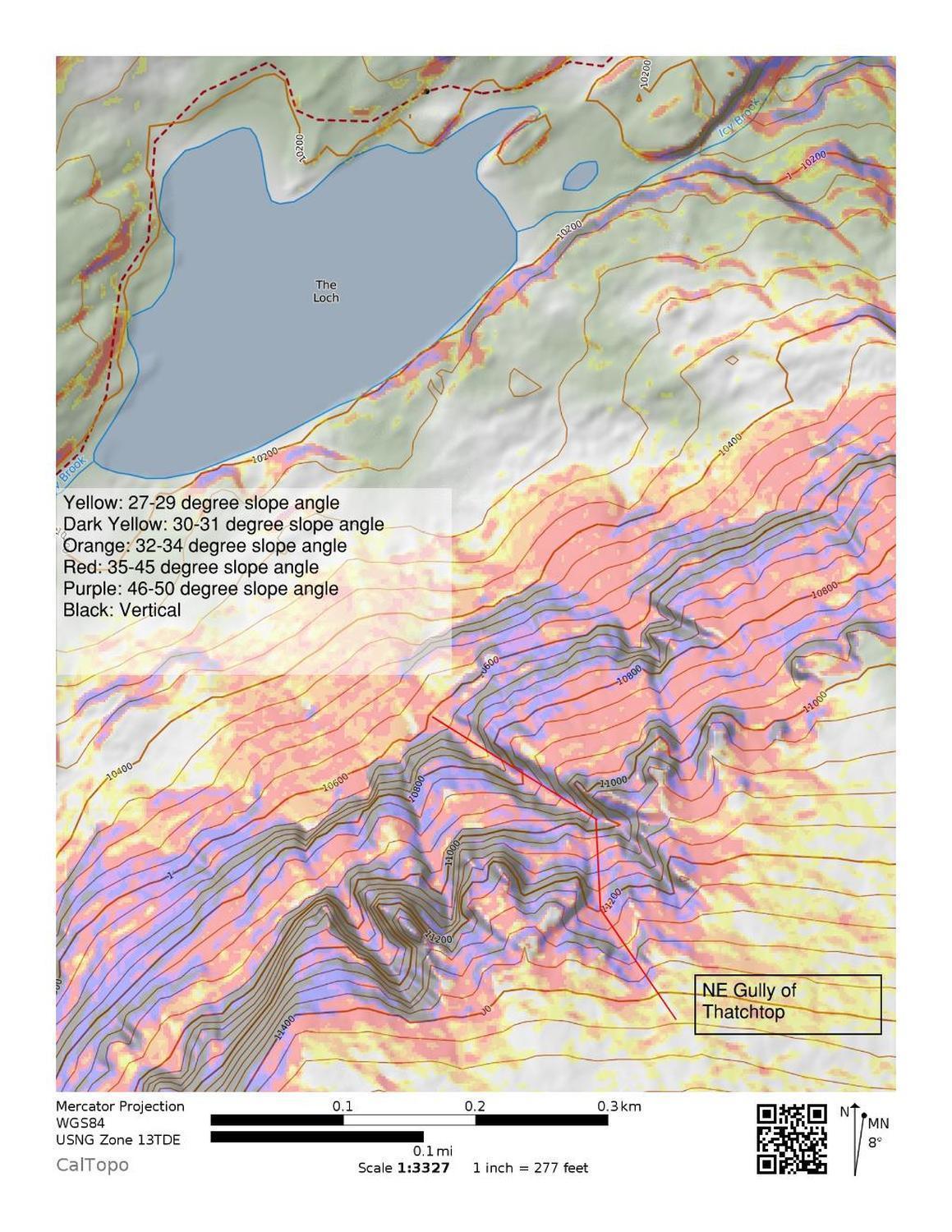 This topo map shows the terrain and degree of slope for the area ...