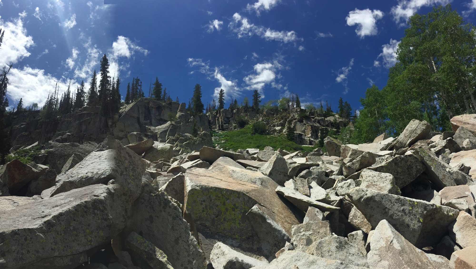 View of the crag from near the bottom of the scree field. Most of the ...
