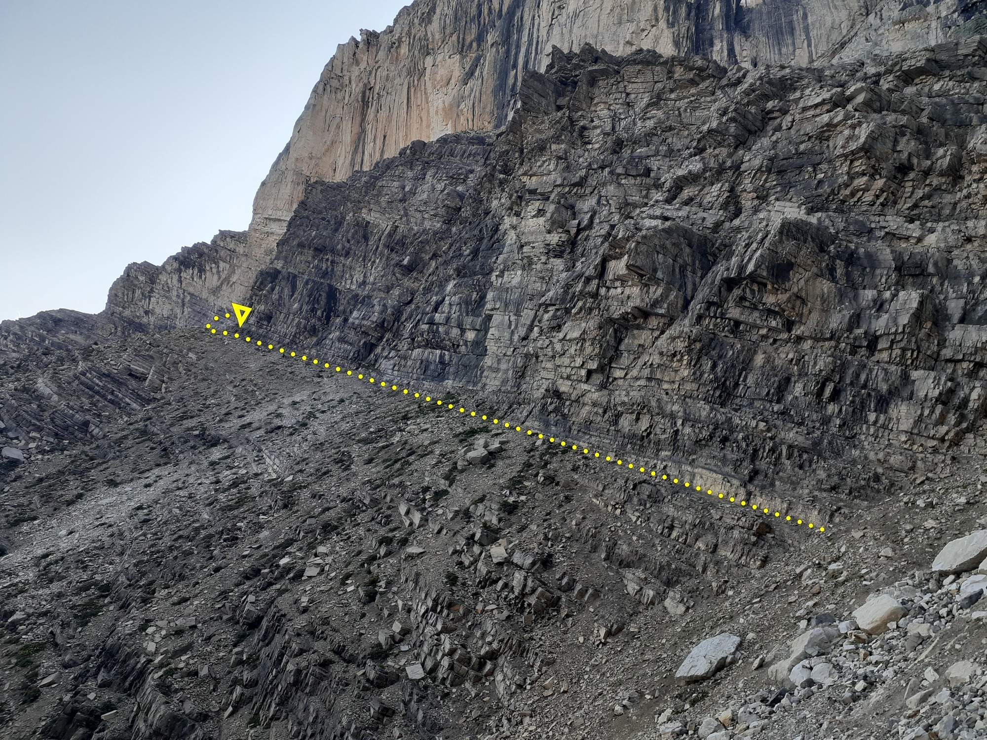 Approach to the Prow- take this ledge when you exit the drainage