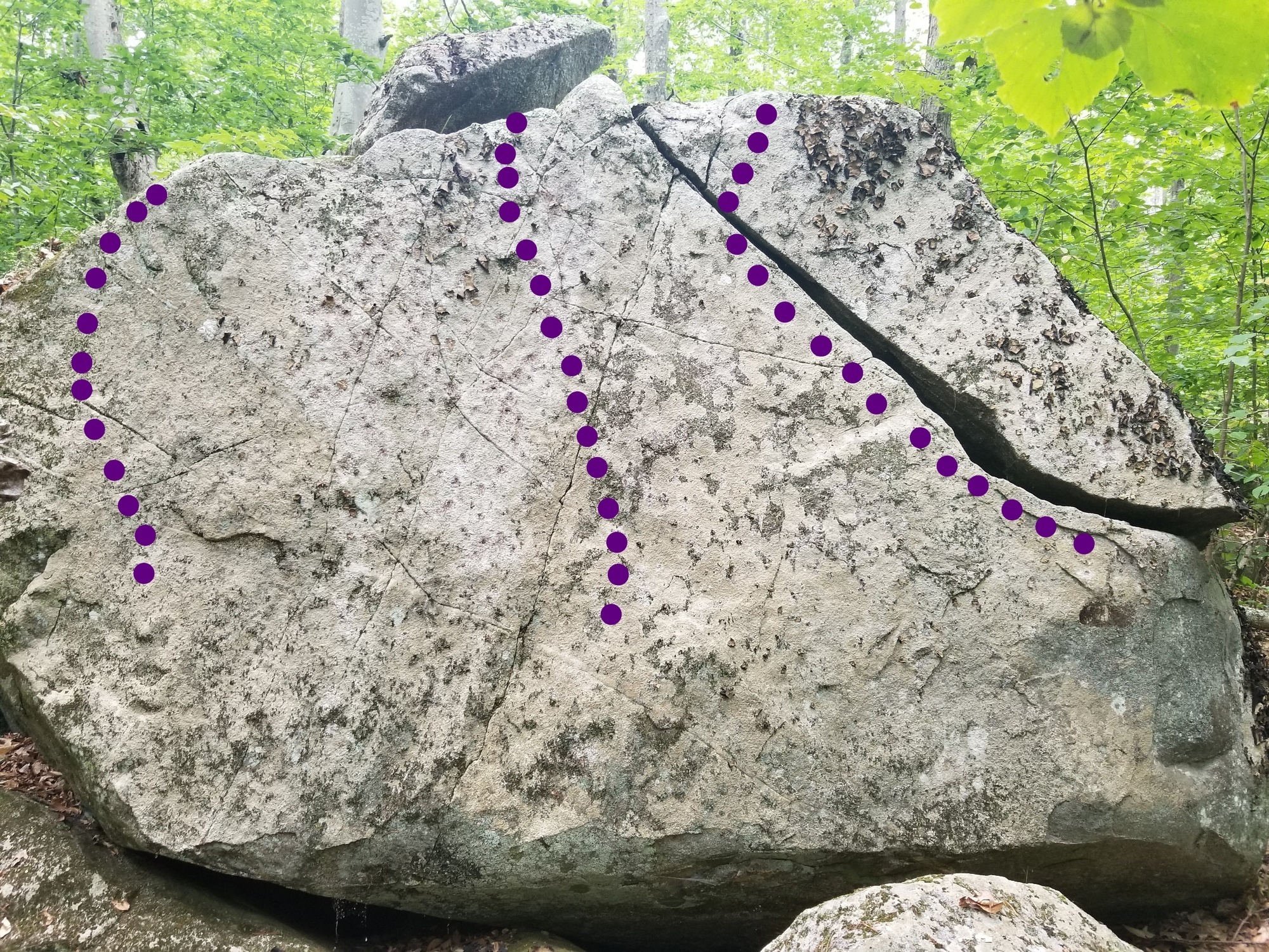A Crack Boulder - Blubber (left), Slick Willy (center), A-Crack (right)