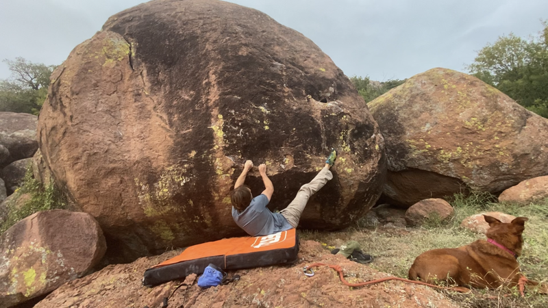 Climbing in Talus Slope Boulders, Wichita Mountains Wildlife Refuge