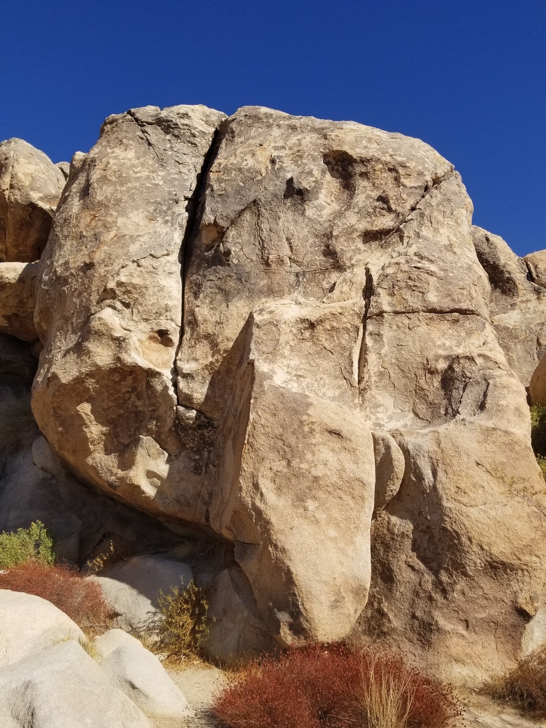 The Crack Boulder in the AFPA. Two tall scary routes, A V0 on the left ...