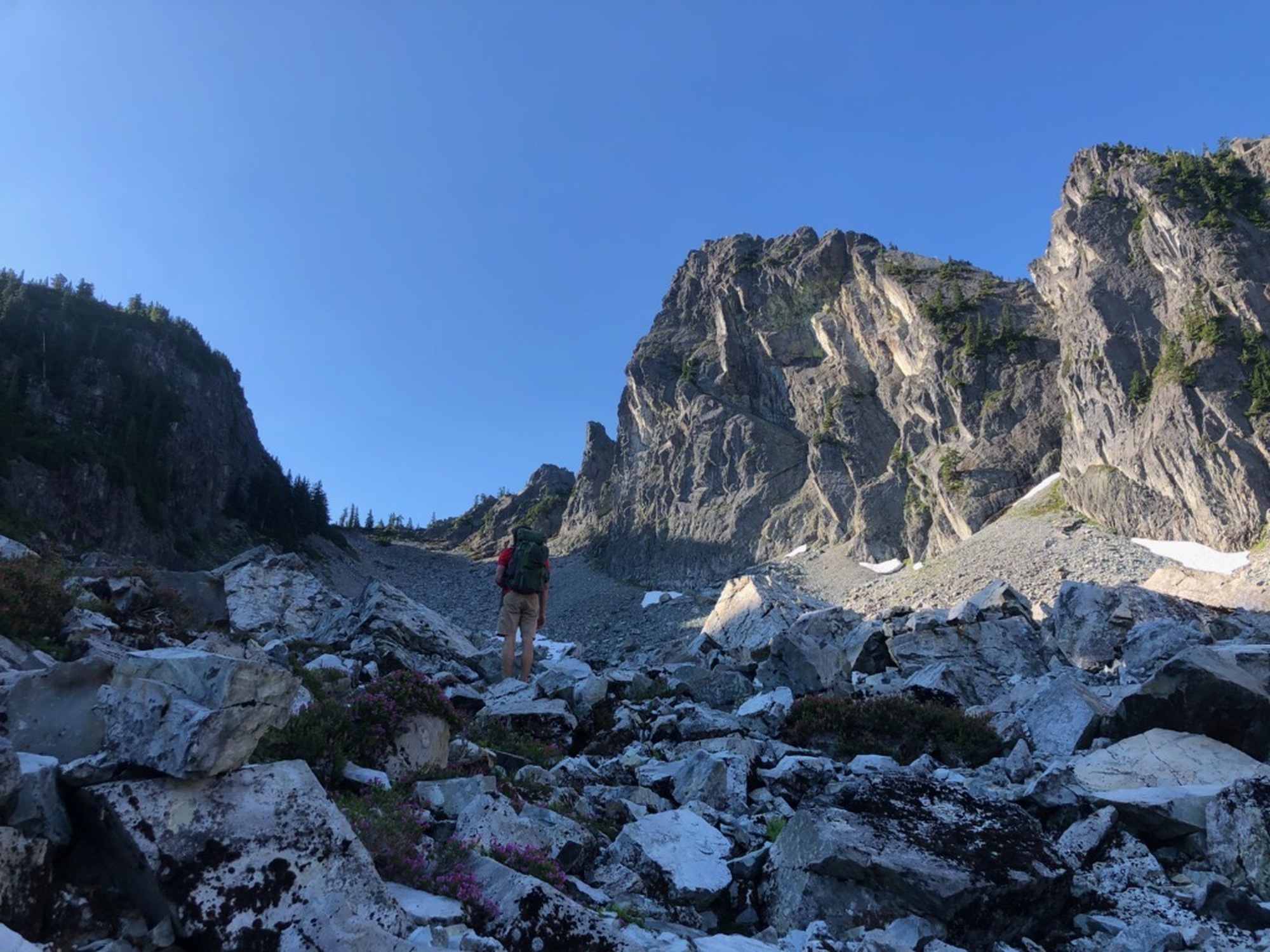 Approach from the talus field. There is a small gap directly above the ...