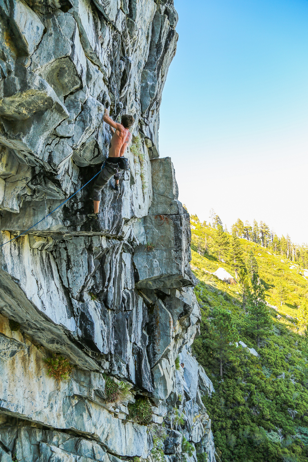 Jack nearing the rest before the redpoint crux