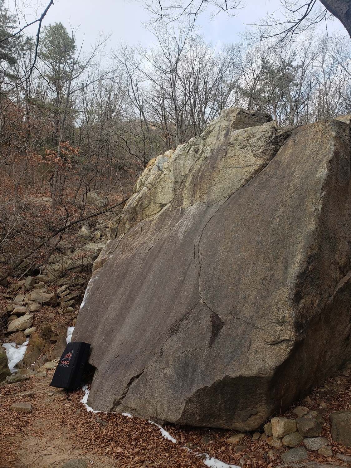From the slab side of the boulder with the height of the boulder in ...