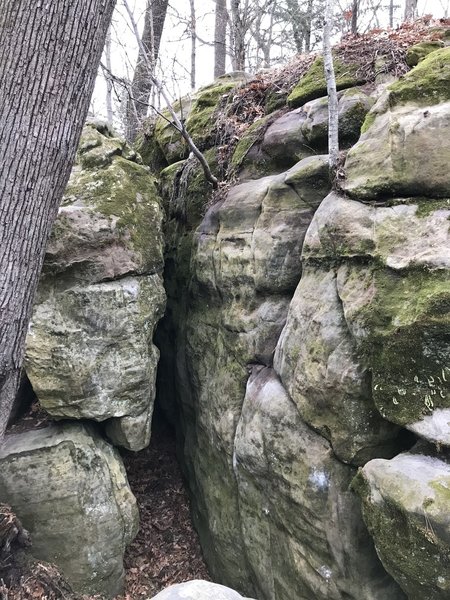 As seen from the top of the side pulls boulder. Left to right: Stage 3 ...