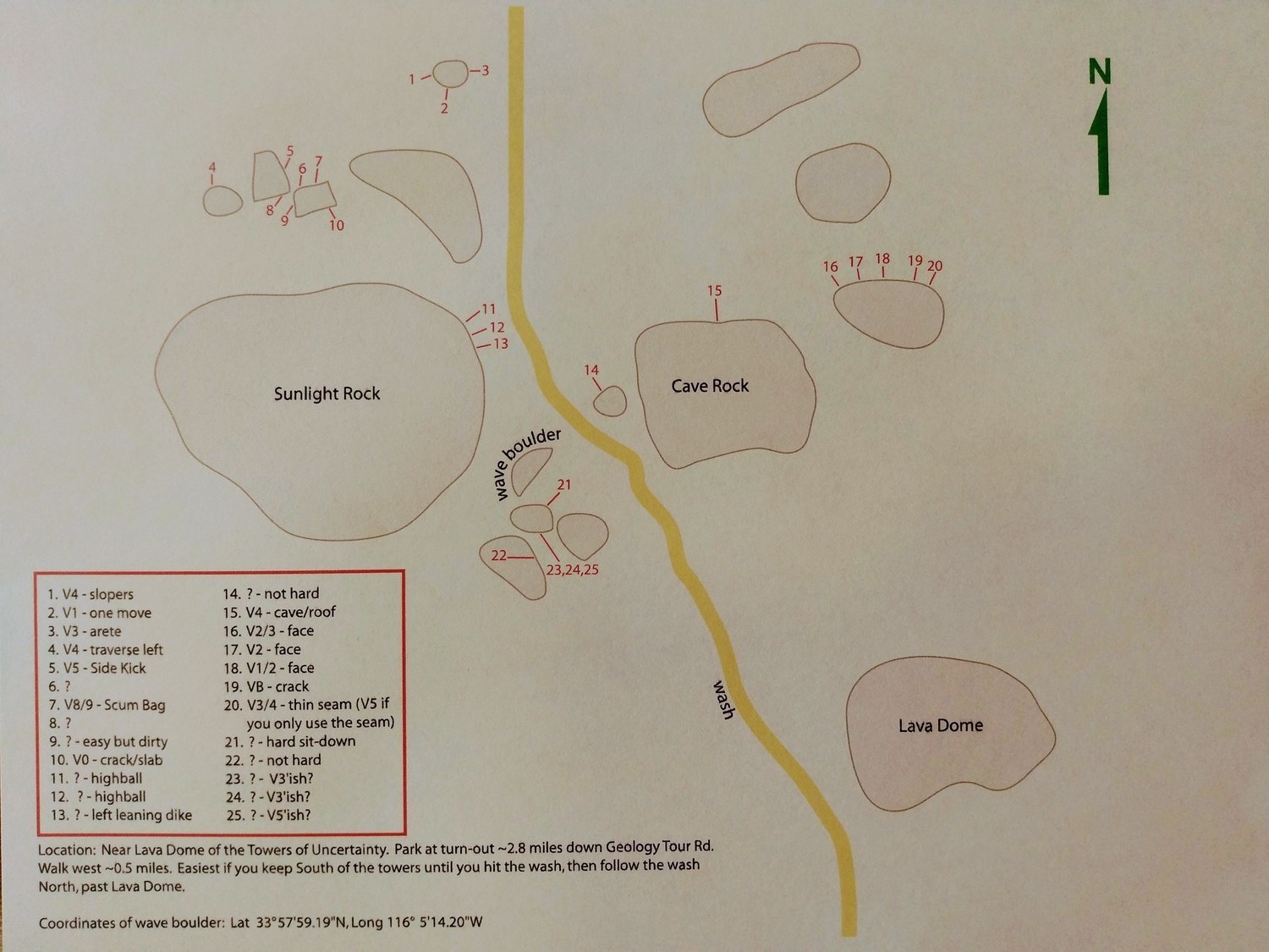 Towers of Uncertainty bouldering topo, Joshua Tree NP Topo by Shaun Purvis