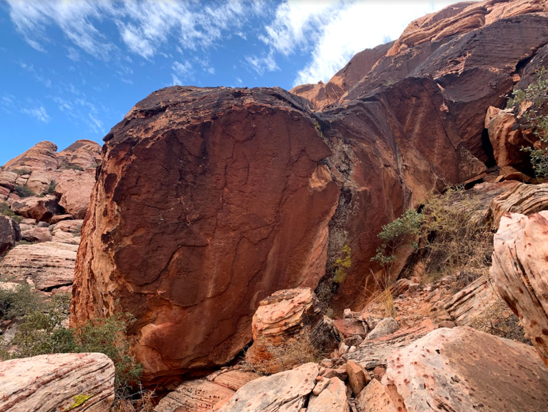 Climbing in Storm Boulder, Red Rocks