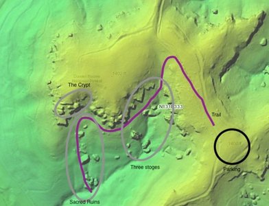 Map of trail that leads to Three Stooges