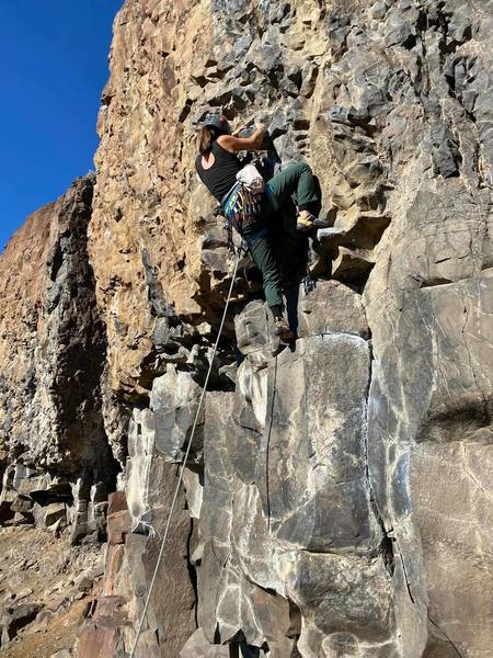 First section of the climb, finger crack is visible under and to the ...