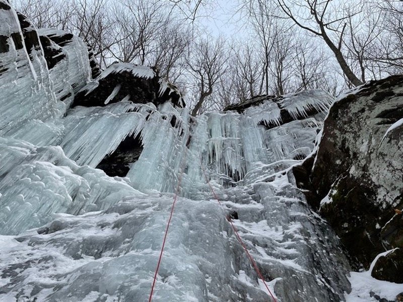 Climbing in East Side Corners, Catskills (Ice)