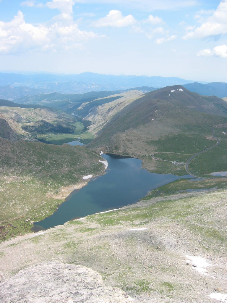 View of summit lake and the parking lot from the top. Stellar.