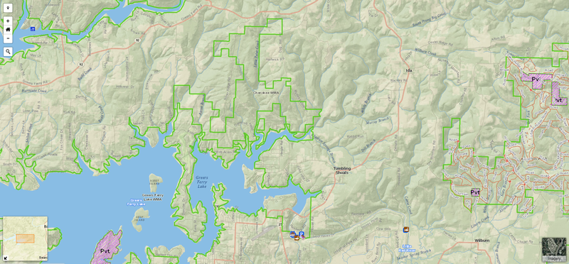 Climbing in Silver Hill (Cherokee WMA), Northeast Arkansas Region