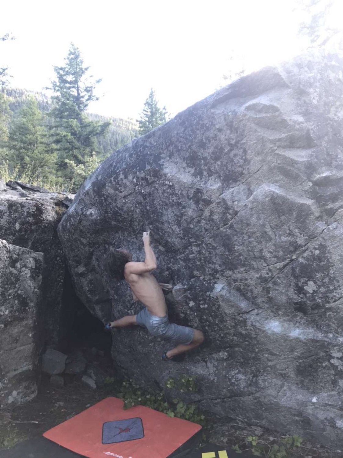 One of the many clear cut boulders. V6