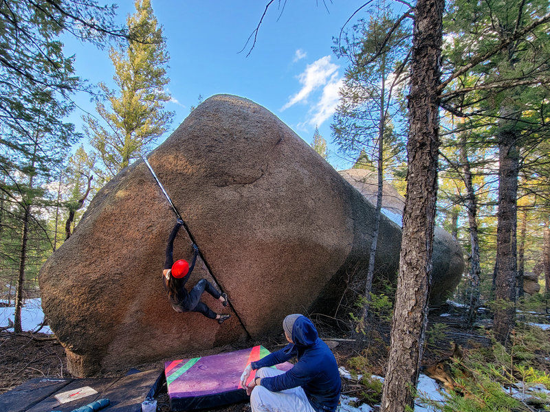 Climbing in Northeast Boulder Pile, South Platte