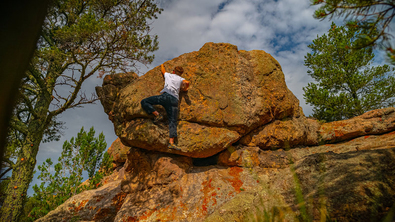 Climbing in Slick Rock Gardens Bouldering Area, Canon City