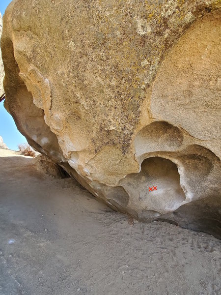 Climbing in Cave Boulder, Sierra Eastside