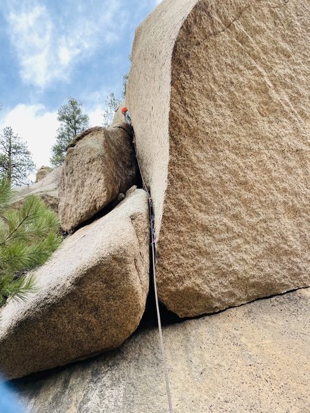 Exiting the short chimney, using the crumbling mushroom. Photo posted ...