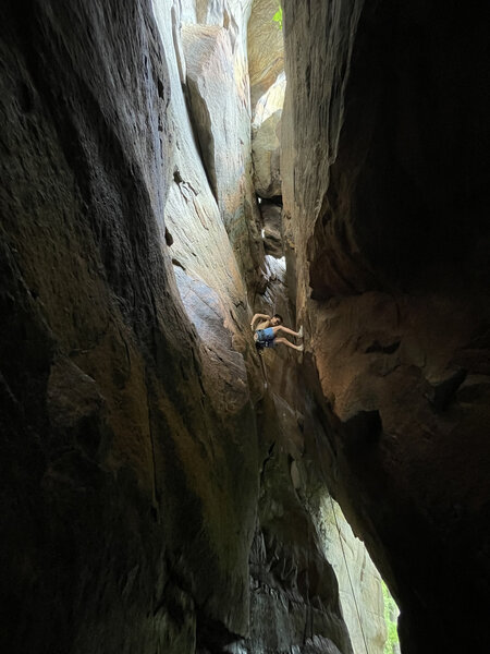 Rock Climb Cave Routes 1 and 2, The New River Gorge
