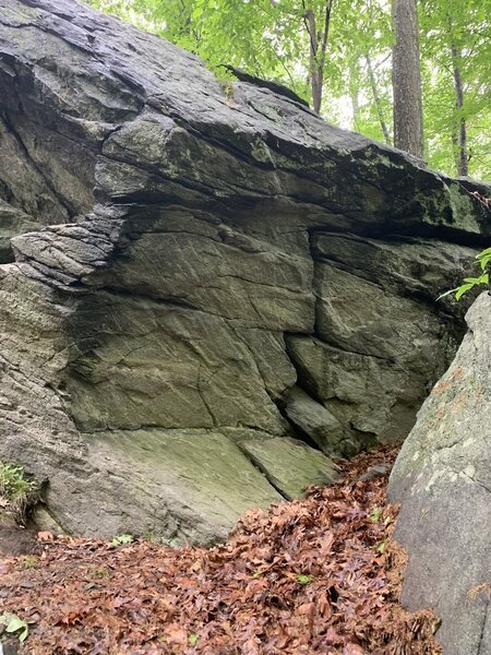 Climbing in The Coffin Boulder, Lincoln Woods
