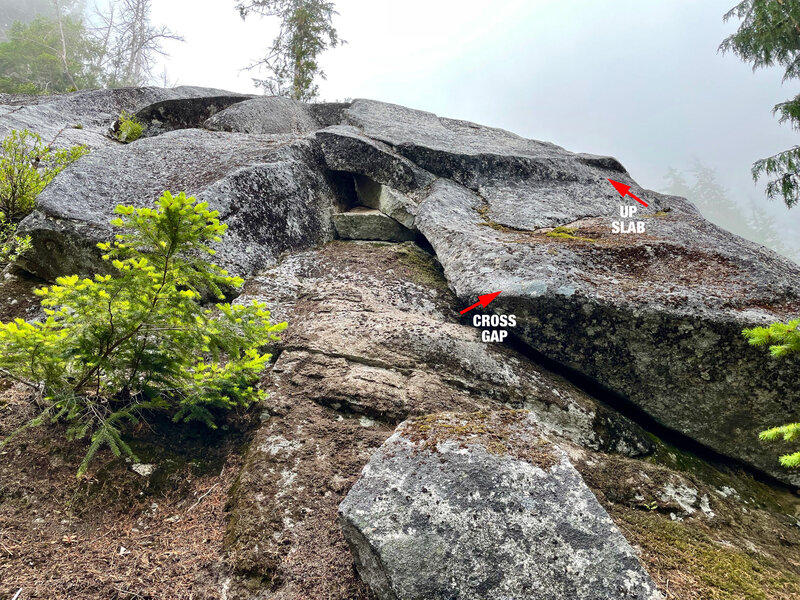 Base of the climb. Cross the gap and traverse right until you can gain ...