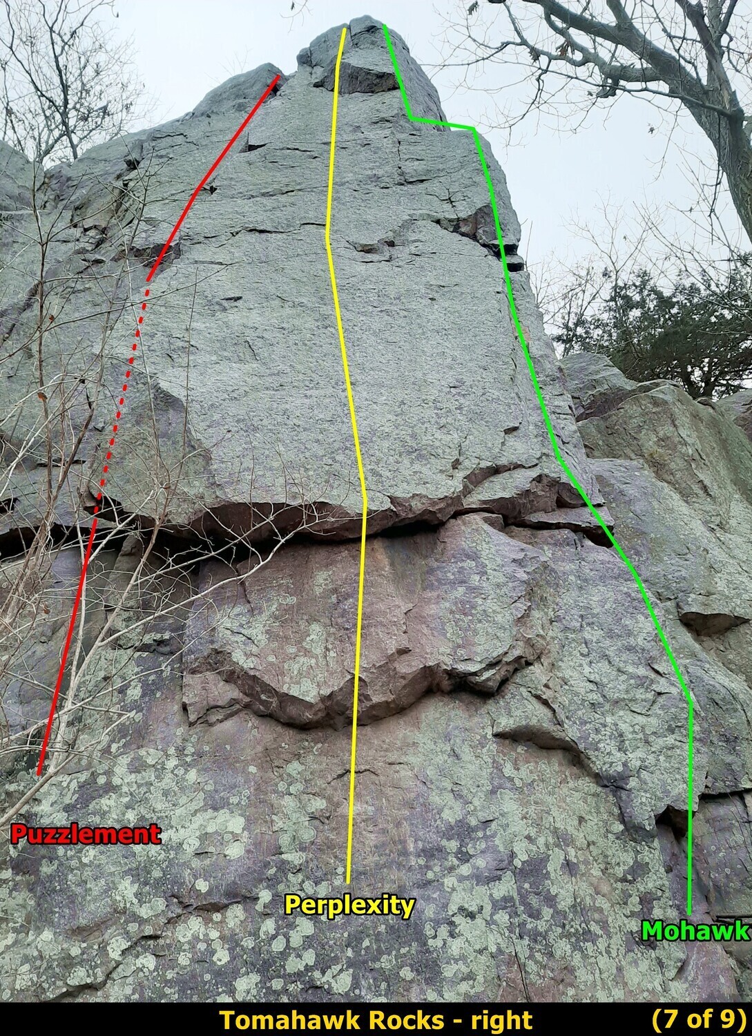 Another view of the right-most routes on the main wall of Tomahawk ...