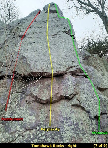 Another view of the right-most routes on the main wall of Tomahawk ...